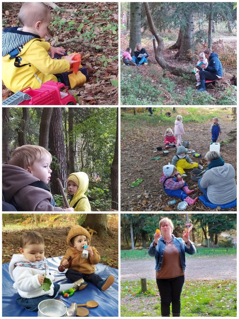 Jeu libre en forêt #1 partagé avec le RPE 123 soleil – Défi Nounou Nature